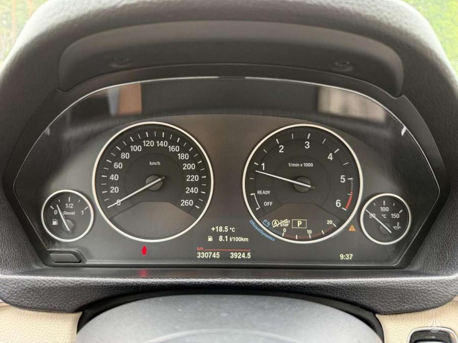 Blue BMW 320 2017 in Vilnius, with an engine capacity of 2.00 L and mileage of 330 thousand km for 7800 €, photo 17 on AUTOMOTO.COM.LV