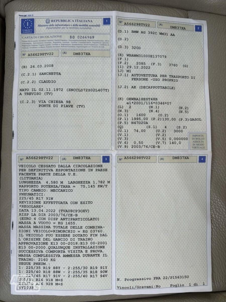 BMW 320 2008 in Kaunas, with an engine capacity of 2.00 L and mileage of 273 thousand km for 7000 €, photo 11 on AUTOMOTO.COM.LV
