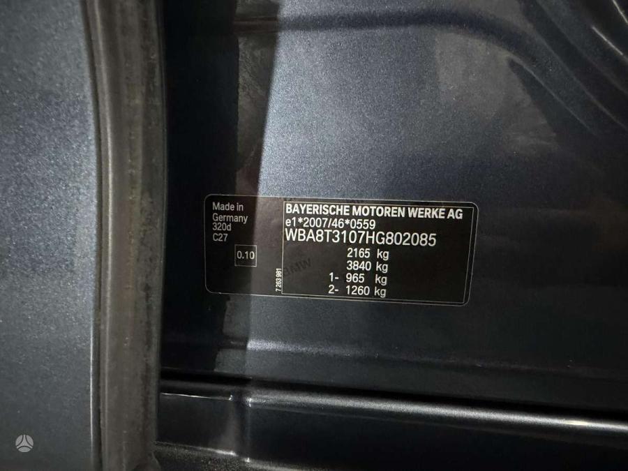 Grey BMW 320 Gran Turismo 2017 in Utena, with an engine capacity of 2.00 L and mileage of 258 thousand km for 11950 €, photo 31 on AUTOMOTO.COM.LV