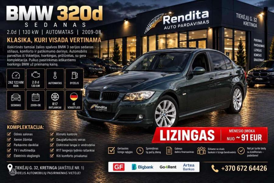 Зеленый БМВ 320 2009 в Кретинга, объемом двигателя 2.00 л и пробегом 262 тыс. км за 6499 €, фото 37 на AUTOMOTO.COM.LV