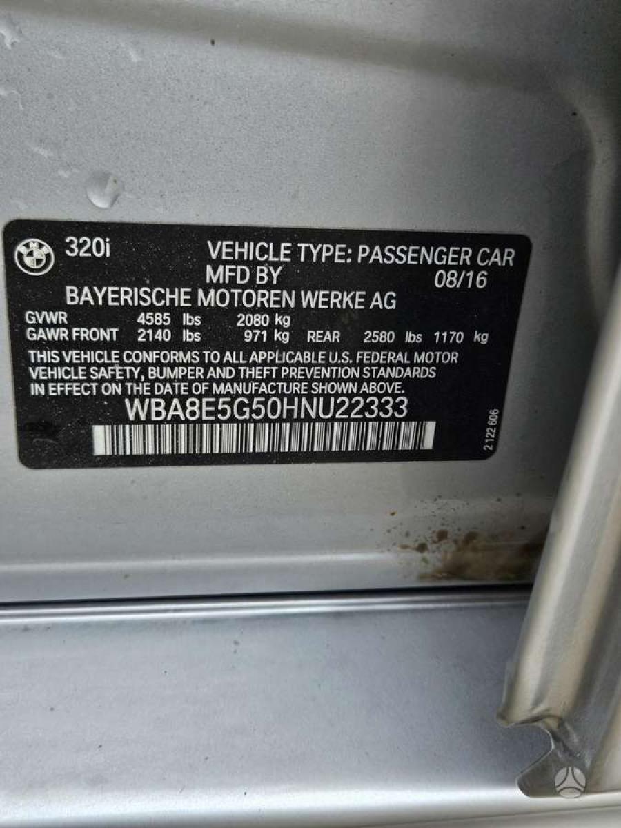 Grey BMW 320 2017 in Kaunas, with an engine capacity of 2.00 L and mileage of 169 thousand km for 12000 €, photo 20 on AUTOMOTO.COM.LV