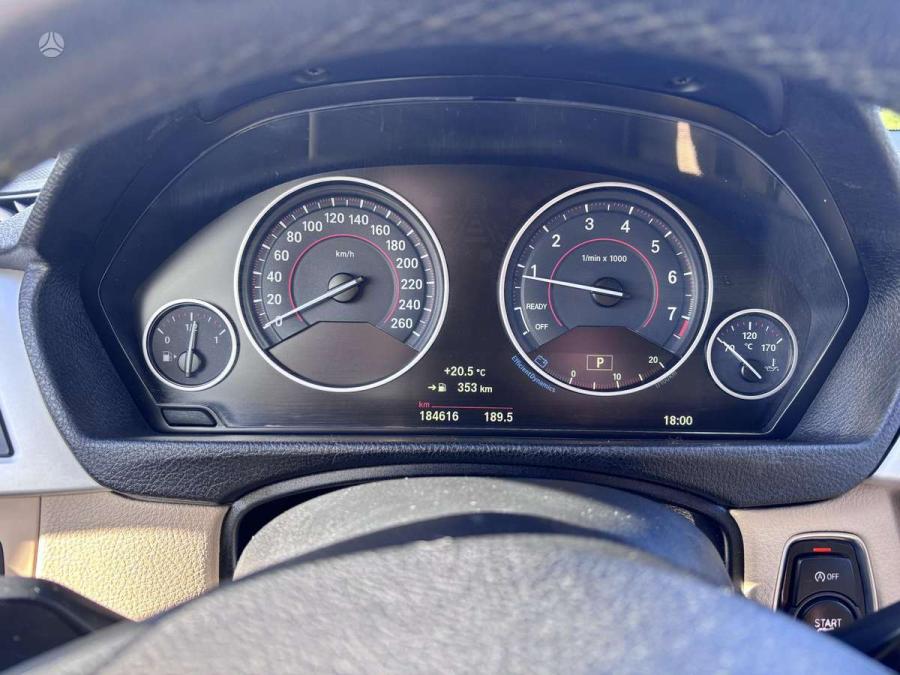 Grey BMW 320 2018 in Vilnius, with an engine capacity of 2.00 L and mileage of 185 thousand km for 16000 €, photo 12 on AUTOMOTO.COM.LV