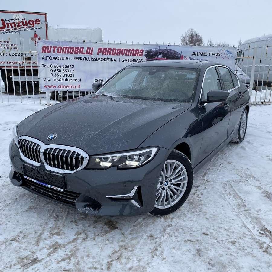 Grey BMW 320 2019 in Marijampole, with an engine capacity of 2.00 L and mileage of 18 thousand km for 25900 €, photo 1 on AUTOMOTO.COM.LV