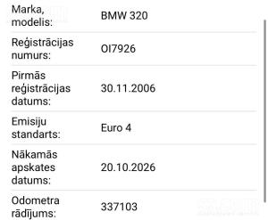 Pelēks BMW 320 2006 Rīga, ar dzinēja tilpumu 2.00 L un nobraukumu 338 tūkst. km par 4990 €, foto 29 vietnē AUTOMOTO.COM.LV