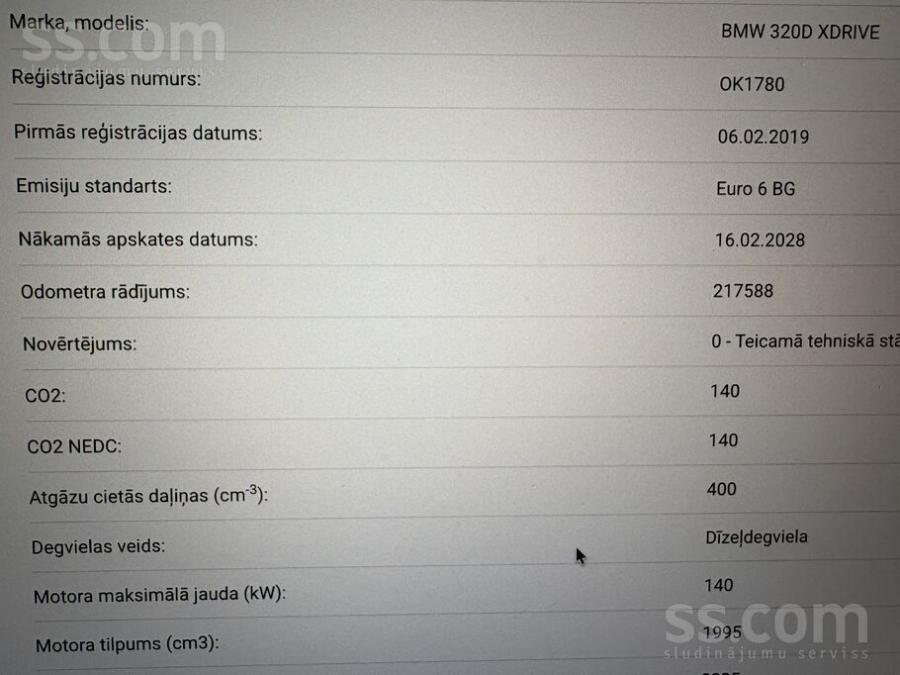 Серый БМВ 320 2019 в Лимбажи, объемом двигателя 2.00 л и пробегом 222 тыс. км за 16500 €, фото 36 на AUTOMOTO.COM.LV