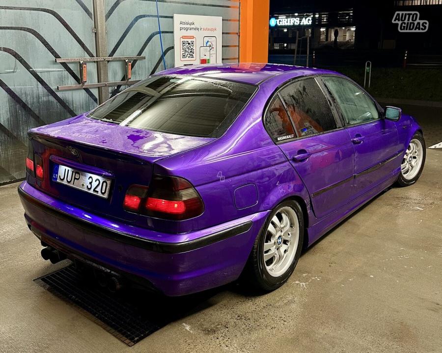 Violet BMW 320 2001 in Vilnius, with an engine capacity of 2.00 L and mileage of 346 thousand km for 1650 €, photo 4 on AUTOMOTO.COM.LV