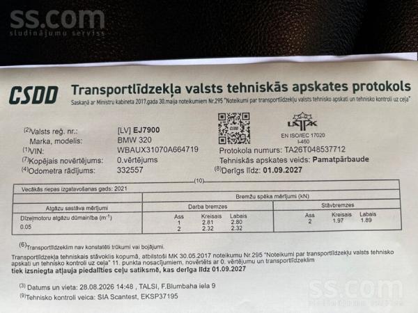 Белый БМВ 320 2009 в Талси, объемом двигателя 2.00 л и пробегом 333 тыс. км за 4800 €, фото 8 на AUTOMOTO.COM.LV