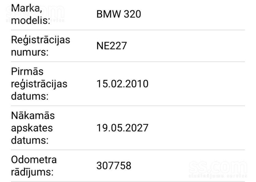 White BMW 320 2010 in Riga, with an engine capacity of 2.00 L and mileage of 311 thousand km for 4690 €, photo 26 on AUTOMOTO.COM.LV