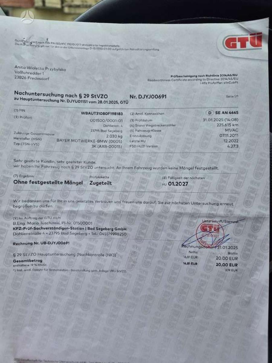 White BMW 320 2011 in Kaunas, with an engine capacity of 2.00 L and mileage of 275 thousand km for 3500 €, photo 21 on AUTOMOTO.COM.LV
