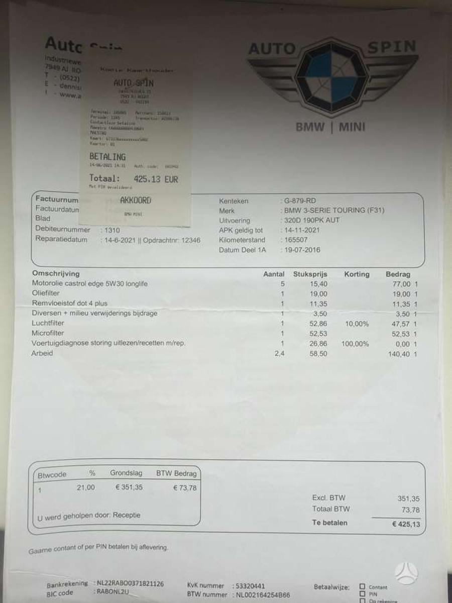 White BMW 320 2016 in Vilkaviskis, with an engine capacity of 2.00 L and mileage of 287 thousand km for 13800 €, photo 33 on AUTOMOTO.COM.LV