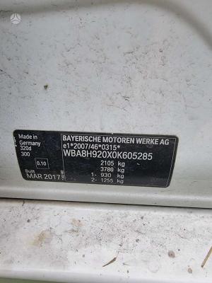 White BMW 320 2017 in Jonava, with an engine capacity of 2.00 L and mileage of 136 thousand km for 3699 €, photo 17 on AUTOMOTO.COM.LV