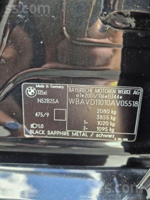 Melns BMW 325 2006 Rīga, ar dzinēja tilpumu 2.50 L un nobraukumu 299 tūkst. km par 4500 €, foto 16 vietnē AUTOMOTO.COM.LV