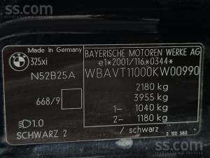 Black BMW 325 2007 in Riga, with an engine capacity of 2.50 L and mileage of 305 thousand km for 4790 €, photo 14 on AUTOMOTO.COM.LV