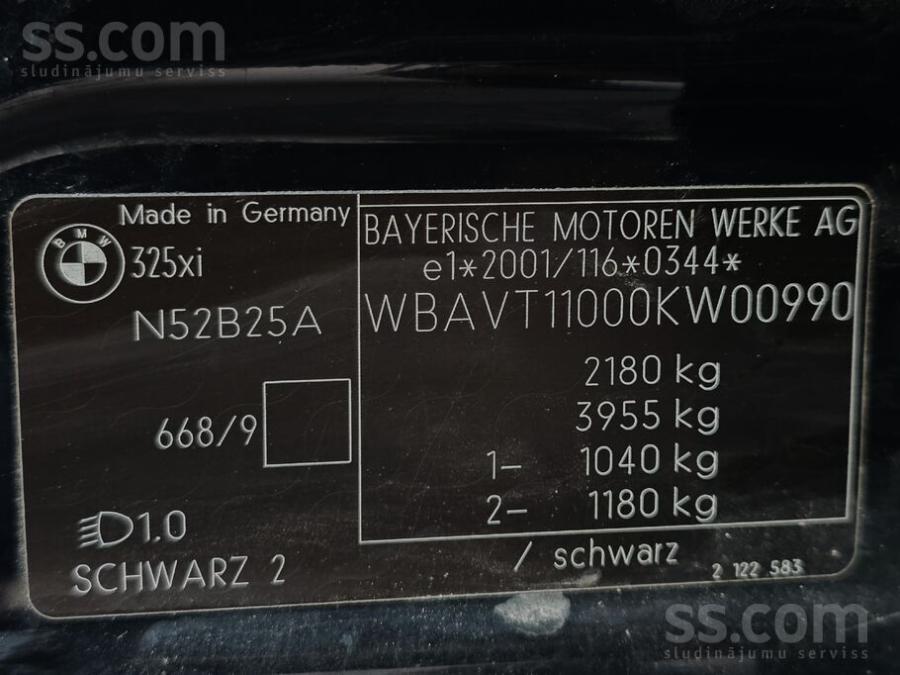 Black BMW 325 2007 in Riga, with an engine capacity of 2.50 L and mileage of 305 thousand km for 4790 €, photo 14 on AUTOMOTO.COM.LV