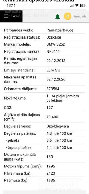 Black BMW 325 2013 in Jelgava, with an engine capacity of 2.00 L and mileage of 381 thousand km for 6800 €, photo 22 on AUTOMOTO.COM.LV