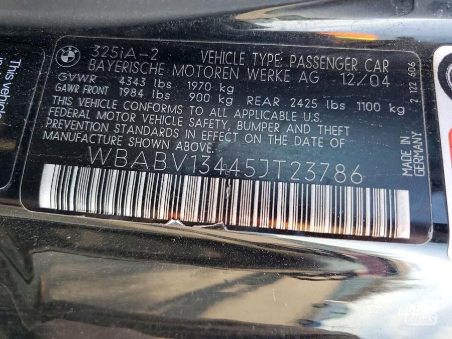 Zils BMW 325 2005 Klaipėda, ar dzinēja tilpumu 2.50 L un nobraukumu 150 tūkst. km par 4400 €, foto 8 vietnē AUTOMOTO.COM.LV