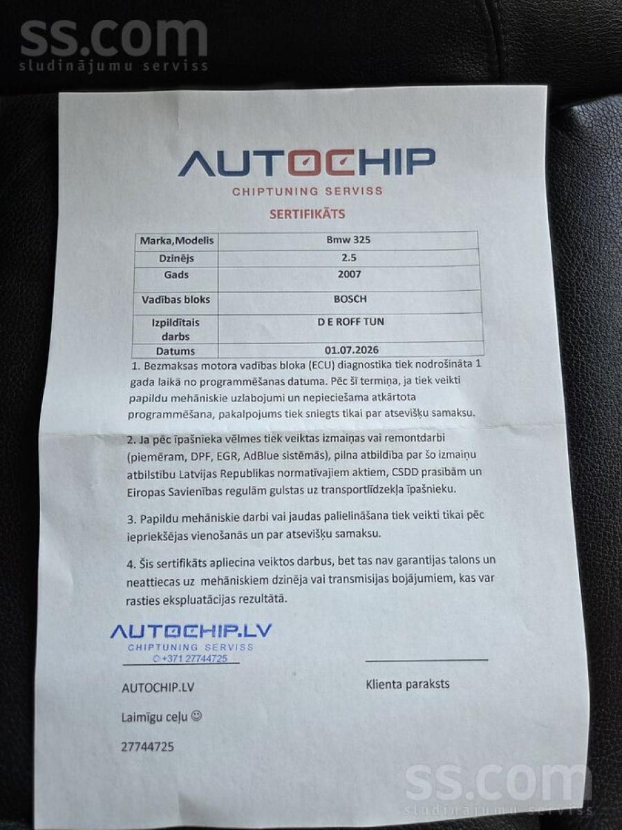 Pelēks BMW 325 2007 Rīga, ar dzinēja tilpumu 3.00 L un nobraukumu 316 tūkst. km par 3950 €, foto 18 vietnē AUTOMOTO.COM.LV