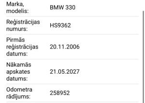 Black BMW 330 2006 in Riga, with an engine capacity of 3.00 L and mileage of 259 thousand km for 5990 €, photo 19 on AUTOMOTO.COM.LV