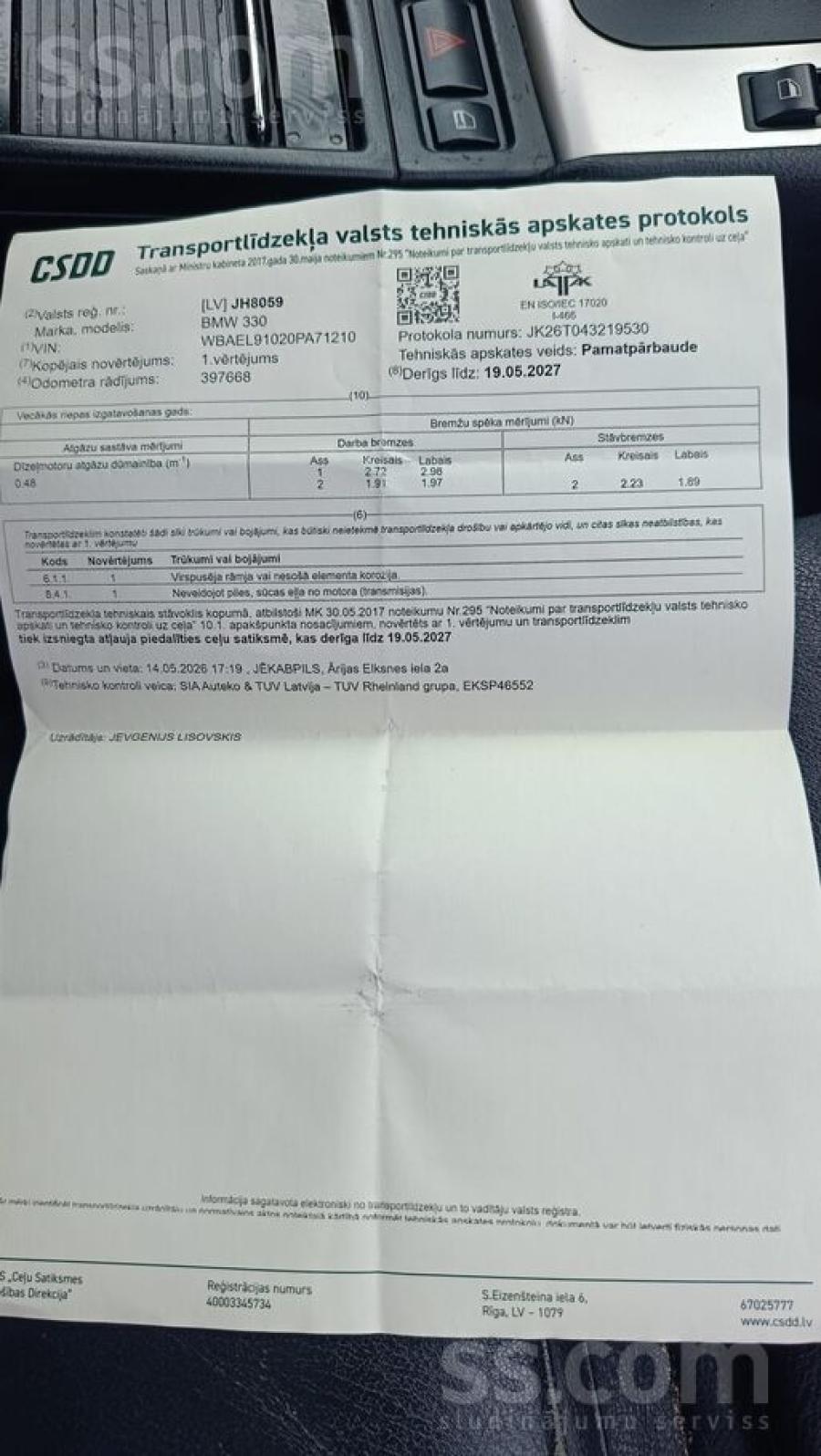 Черный БМВ 330 2002 в Екабпилс, объемом двигателя 3.00 л и пробегом 399 тыс. км за 2100 €, фото 8 на AUTOMOTO.COM.LV