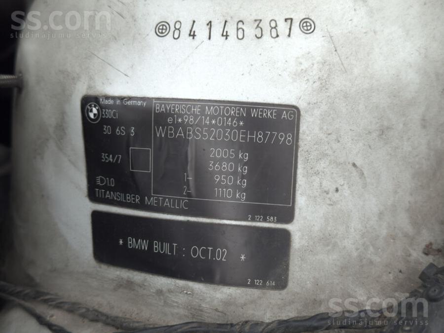 Синий БМВ 330 2002 в Рига, объемом двигателя 3.00 л и пробегом 240 тыс. км за 9000 €, фото 14 на AUTOMOTO.COM.LV