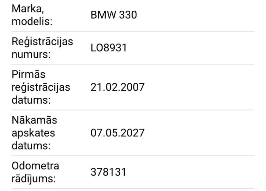 Pelēks BMW 330 2007 Rīga, ar dzinēja tilpumu 3.00 L un nobraukumu 369 tūkst. km par 6490 €, foto 21 vietnē AUTOMOTO.COM.LV