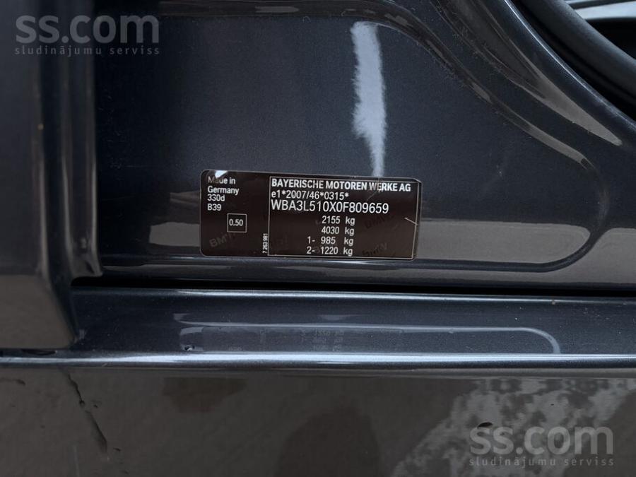Pelēks BMW 330 2013 Rīga, ar dzinēja tilpumu 3.00 L un nobraukumu 273 tūkst. km par 9000 €, foto 13 vietnē AUTOMOTO.COM.LV