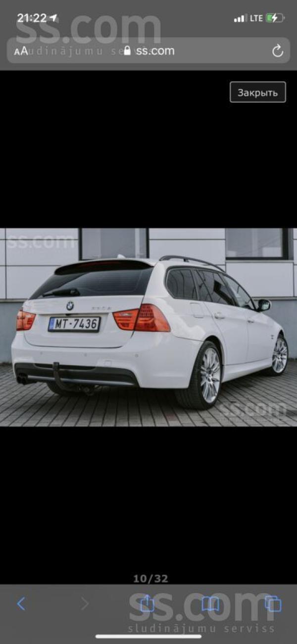 White BMW 330 2009 in Ventspils, with an engine capacity of 3.00 L and mileage of 370 thousand km for 8400 €, photo 1 on AUTOMOTO.COM.LV