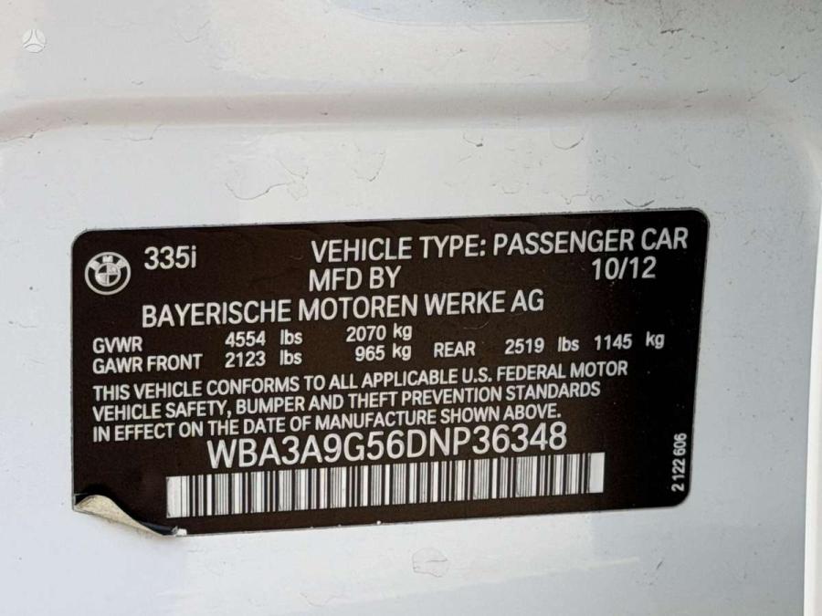 BMW 335 2013 Viļņa, ar dzinēja tilpumu 2.98 L un nobraukumu 350 tūkst. km par 13999 €, foto 19 vietnē AUTOMOTO.COM.LV