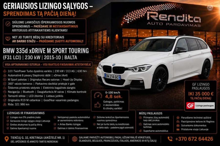 Белый БМВ 335 2015 в Кретинга, объемом двигателя 2.99 л и пробегом 323 тыс. км за 12499 €, фото 39 на AUTOMOTO.COM.LV