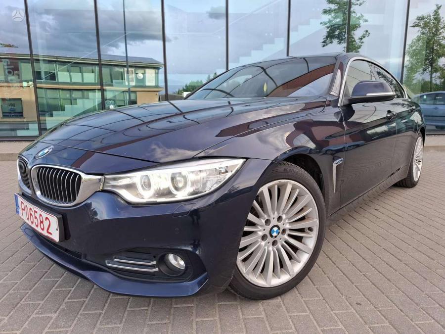 Blue BMW 418 Gran Coupe 2015 in Utena, with an engine capacity of 2.00 L and mileage of 244 thousand km for 10950 €, photo 1 on AUTOMOTO.COM.LV