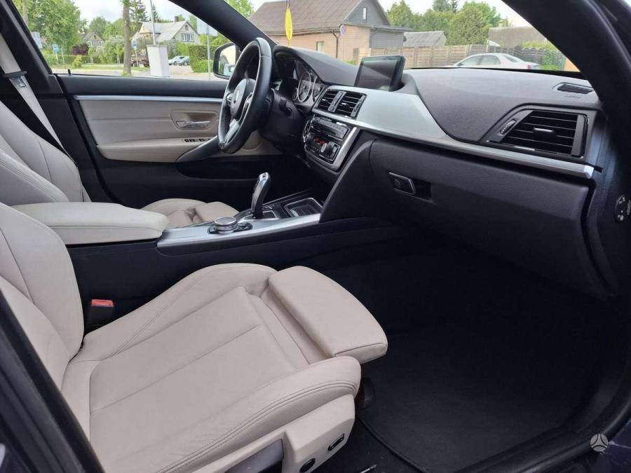 Blue BMW 418 Gran Coupe 2015 in Utena, with an engine capacity of 2.00 L and mileage of 244 thousand km for 10950 €, photo 13 on AUTOMOTO.COM.LV