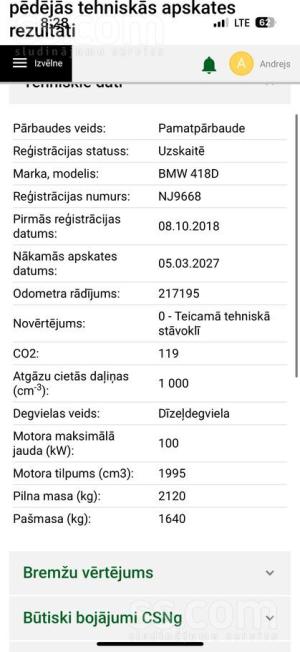 BMW 420 2018 Rīga, ar dzinēja tilpumu 2.00 L un nobraukumu 218 tūkst. km par 14900 €, foto 8 vietnē AUTOMOTO.COM.LV
