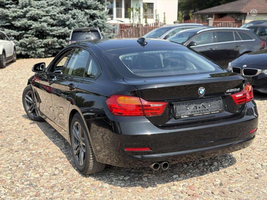 Black BMW 420 Gran Coupe 2016 in Utena, with an engine capacity of 2.00 L and mileage of 290 thousand km for 8490 €, photo 5 on AUTOMOTO.COM.LV
