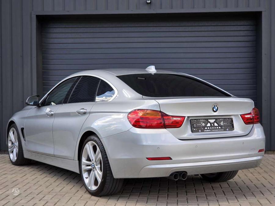 Grey BMW 420 Gran Coupe 2016 in Kaunas, with an engine capacity of 2.00 L and mileage of 300 thousand km for 12750 €, photo 4 on AUTOMOTO.COM.LV
