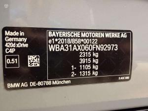 Grey BMW 420 Gran Coupe 2022 in Vilnius, with an engine capacity of 2.00 L and mileage of 61 thousand km for 39500 €, photo 30 on AUTOMOTO.COM.LV