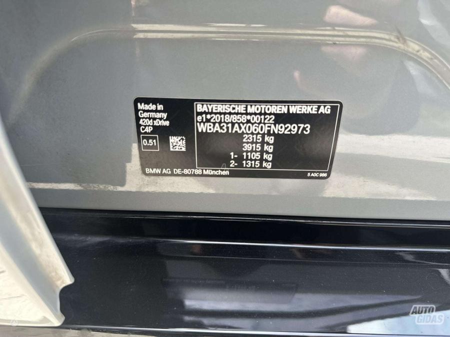 BMW 420 Gran Coupe 2022 Viļņa, ar dzinēja tilpumu 2.00 L un nobraukumu 61 tūkst. km par 42000 €, foto 24 vietnē AUTOMOTO.COM.LV