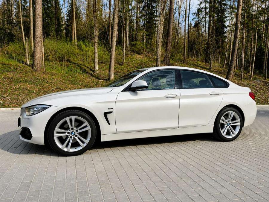 White BMW 420 Gran Coupe 2014 in Vilnius, with an engine capacity of 2.00 L and mileage of 265 thousand km for 11700 €, photo 4 on AUTOMOTO.COM.LV