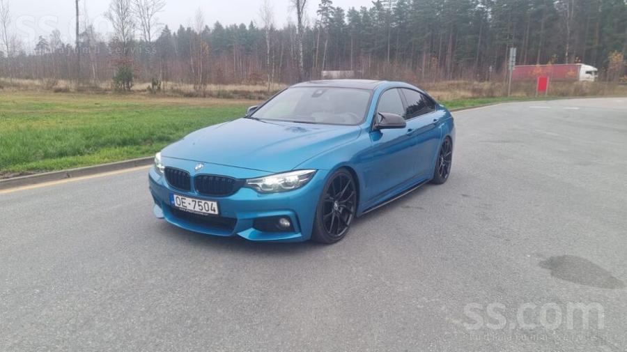 Blue BMW 430 2017 in Riga, with an engine capacity of 3.00 L and mileage of 124 thousand km for 18900 €, photo 1 on AUTOMOTO.COM.LV