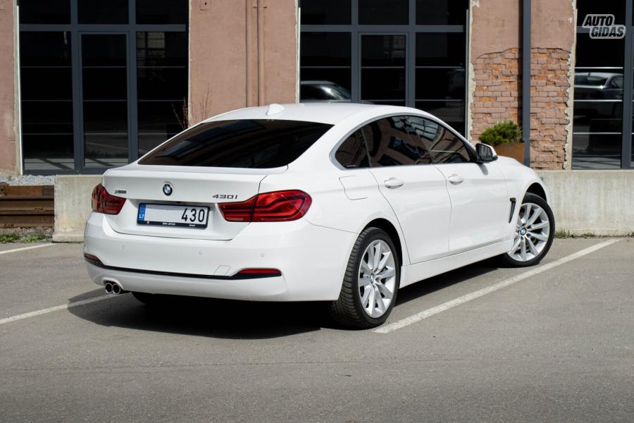 White BMW 430 Gran Coupe 2018 in Kaunas, with an engine capacity of 2.00 L and mileage of 166 thousand km for 17800 €, photo 5 on AUTOMOTO.COM.LV
