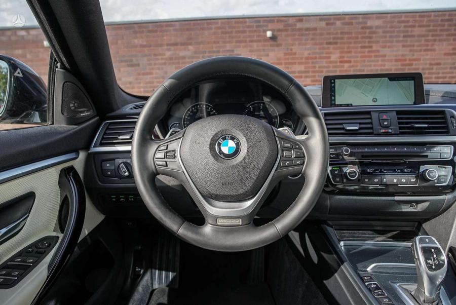 Grey BMW 435 Gran Coupe 2017 in Marijampole, with an engine capacity of 2.99 L and mileage of 244 thousand km for 16950 €, photo 15 on AUTOMOTO.COM.LV