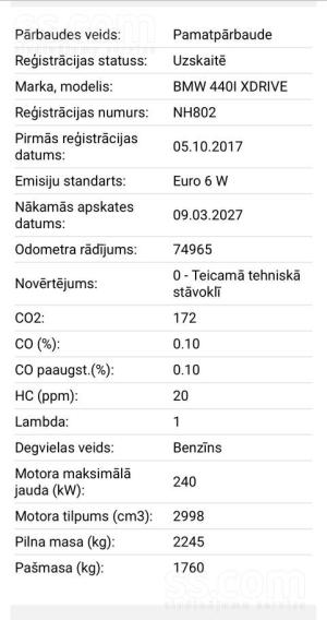 Pelēks BMW 440 2017 Rīga, ar dzinēja tilpumu 3.00 L un nobraukumu 85 tūkst. km par 27900 €, foto 19 vietnē AUTOMOTO.COM.LV