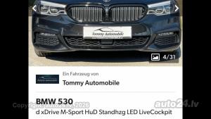 Melns BMW 5 Series 2020 Tallina, ar dzinēja tilpumu 3.00 L un nobraukumu 124 tūkst. km par 38900 €, foto 25 vietnē AUTOMOTO.COM.LV