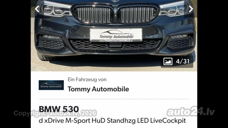 Melns BMW 5 Series 2020 Tallina, ar dzinēja tilpumu 3.00 L un nobraukumu 124 tūkst. km par 38900 €, foto 25 vietnē AUTOMOTO.COM.LV