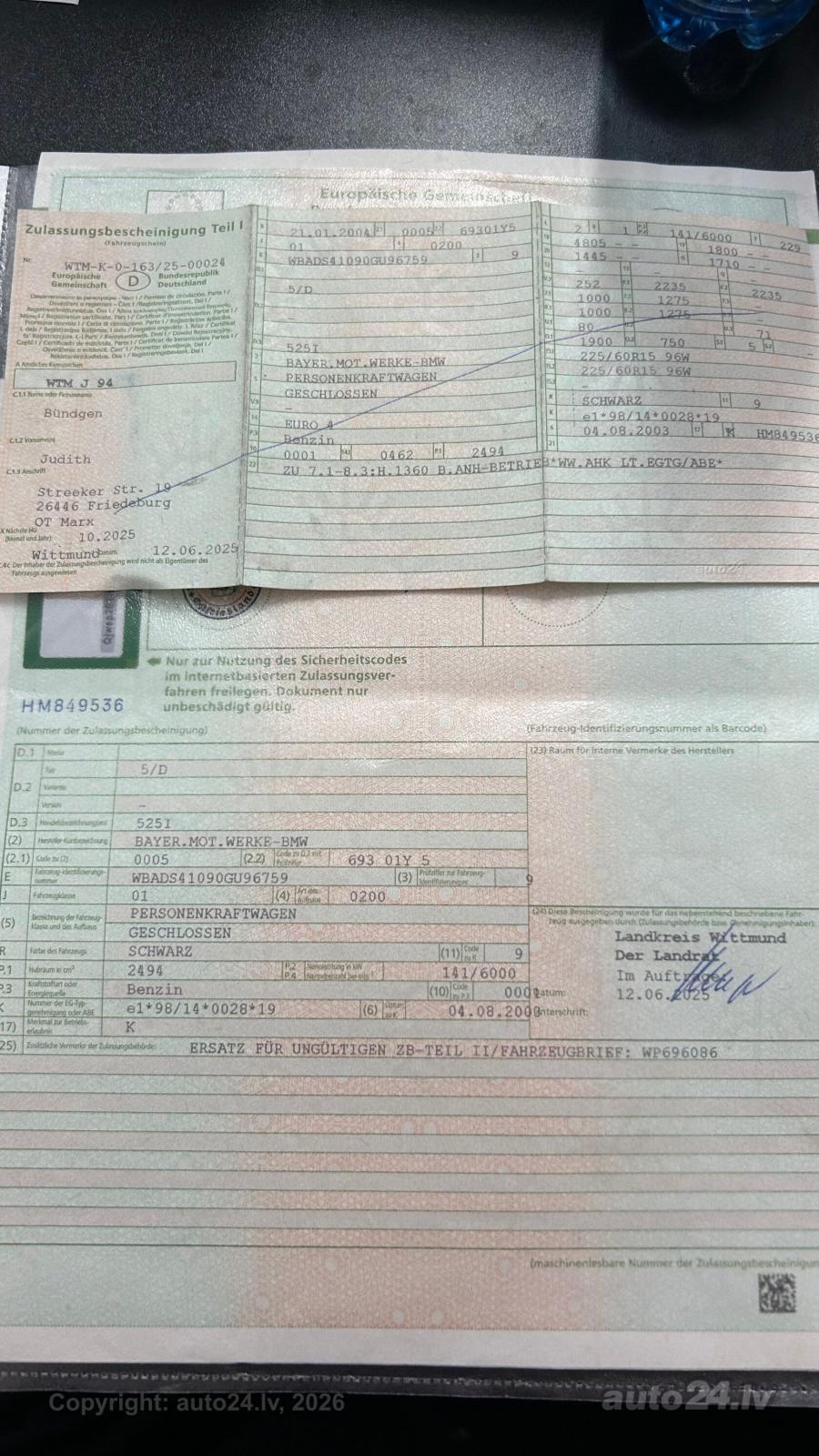 Черный БМВ 5 Серия 2004 в Тарту, объемом двигателя 2.50 л и пробегом 252 тыс. км за 2700 €, фото 21 на AUTOMOTO.COM.LV
