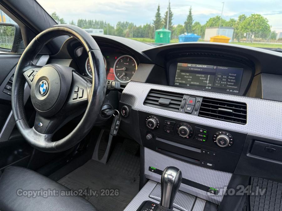 Black BMW 5 Series 2007 in Tartu, with an engine capacity of 3.00 L and mileage of 423 thousand km for 4999 €, photo 21 on AUTOMOTO.COM.LV