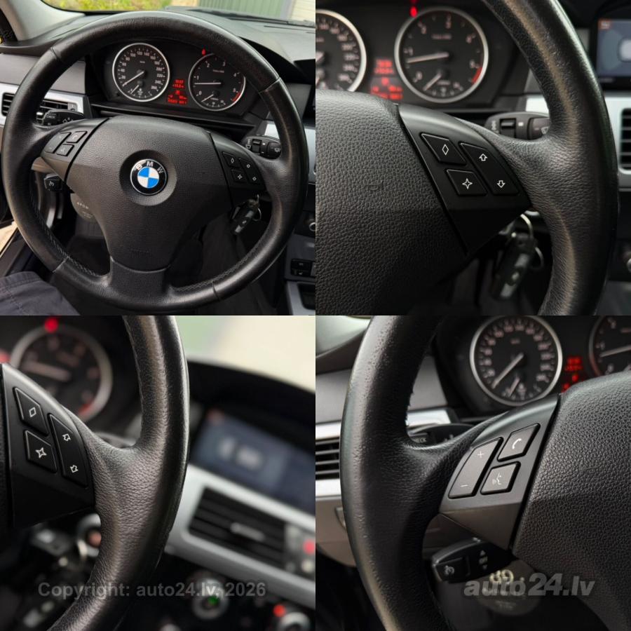 Black BMW 5 Series 2008 in Viljandi, with an engine capacity of 3.00 L and mileage of 355 thousand km for 5990 €, photo 16 on AUTOMOTO.COM.LV