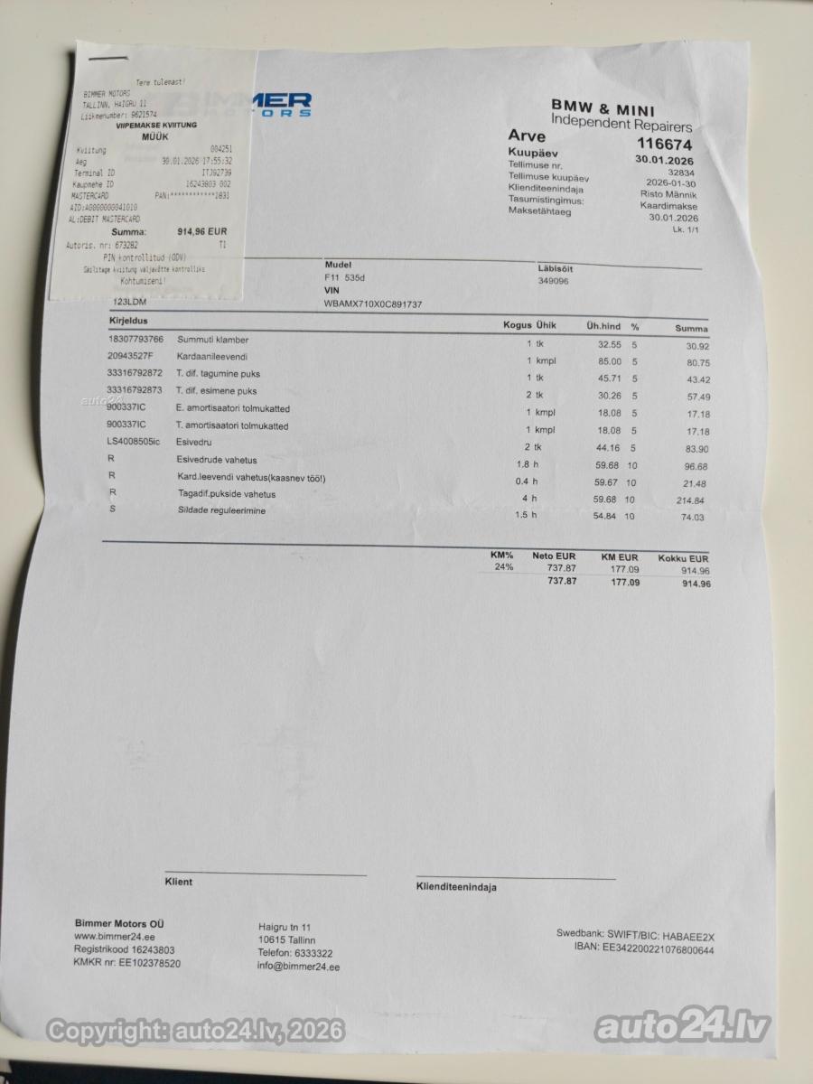 Melns BMW 5 Series 2011 Tallina, ar dzinēja tilpumu 3.00 L un nobraukumu 358 tūkst. km par 11500 €, foto 26 vietnē AUTOMOTO.COM.LV