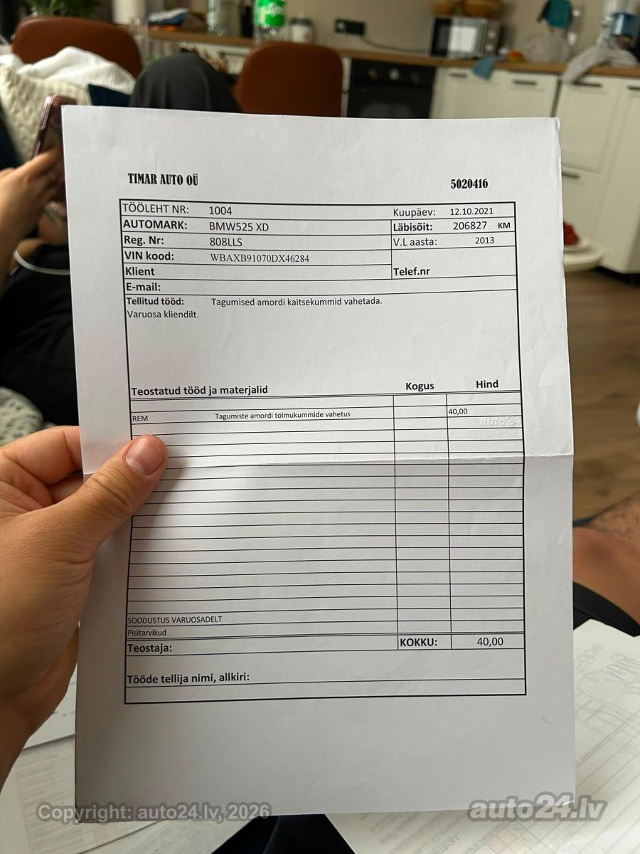 Синий БМВ 5 Серия 2013 в Таллин, объемом двигателя 2.00 л и пробегом 256 тыс. км за 7000 €, фото 16 на AUTOMOTO.COM.LV