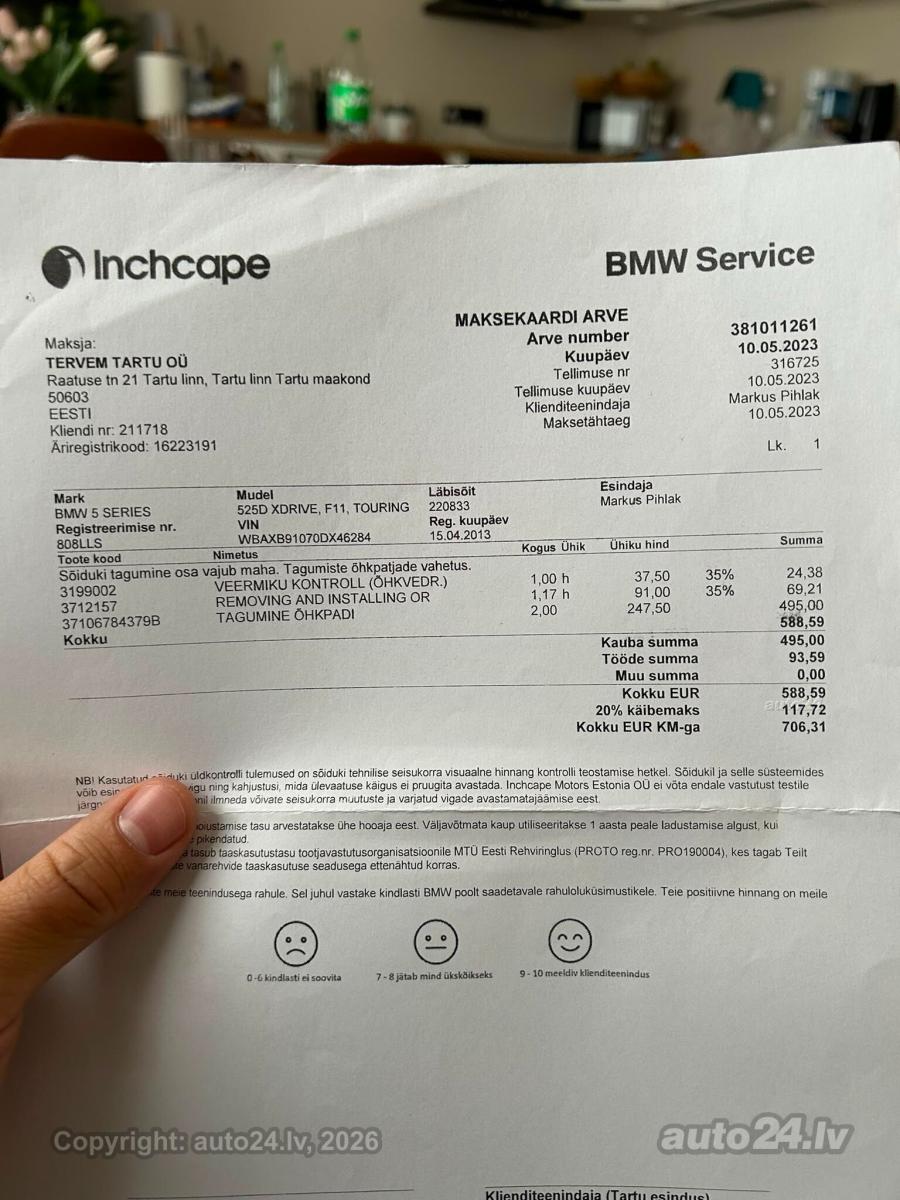 Синий БМВ 5 Серия 2013 в Таллин, объемом двигателя 2.00 л и пробегом 256 тыс. км за 7000 €, фото 21 на AUTOMOTO.COM.LV