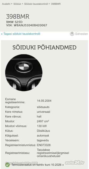 Pelēks BMW 5 Series 2004 Tartu, ar dzinēja tilpumu 2.50 L un nobraukumu 390 tūkst. km par 2999 €, foto 21 vietnē AUTOMOTO.COM.LV